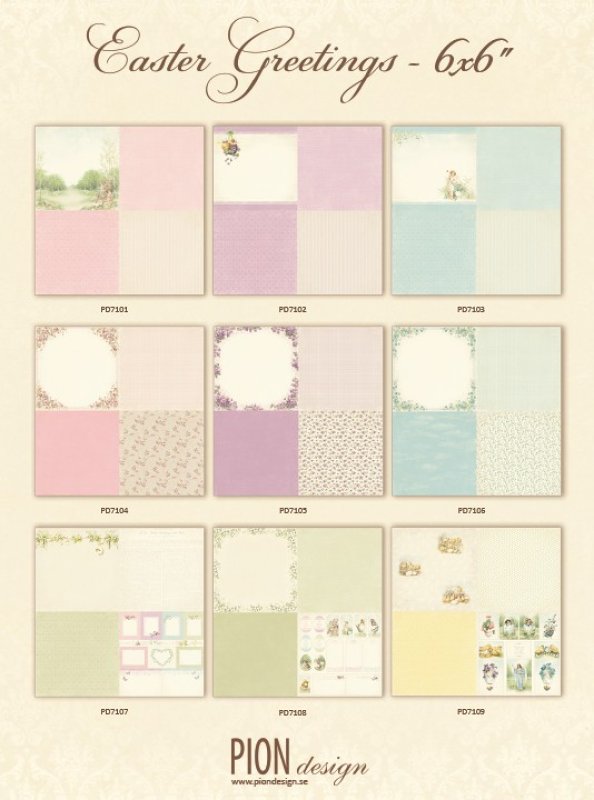 Pion Design 6"x6" Paper Collection - Easter Greetings (all 9 sheets)