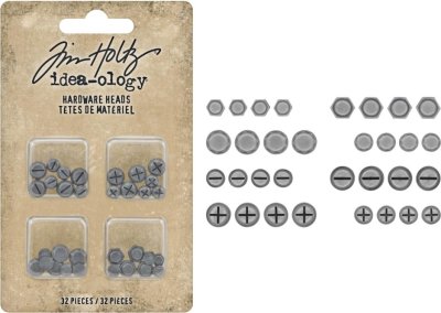 Tim Holtz Idea-Ology Metal Hardware Heads - Flatback (32 pack)