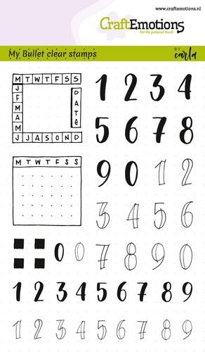 CraftEmotions A6 Clearstamp Set - Bullet Journal Numbers & Planner