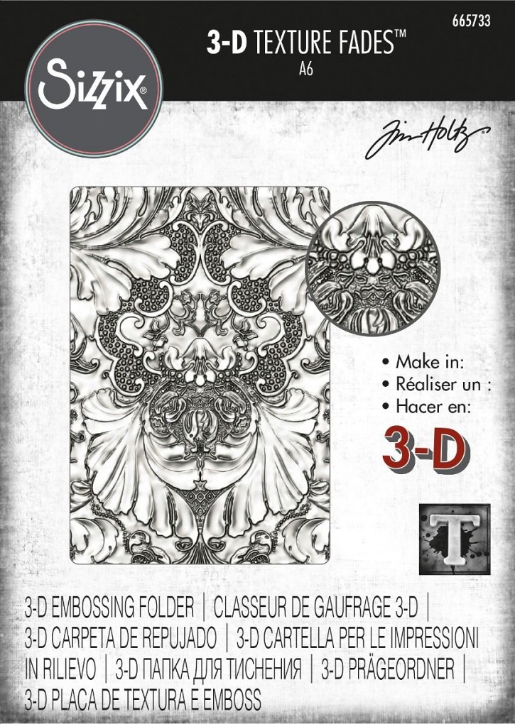 Sizzix 3-D Texture Fades Embossing Folder - Damask by Tim Holtz