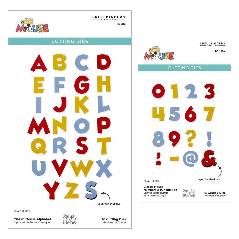Spellbinders Dies Bundle - Say Cheese Classic Mouse Alphabet & Numbers