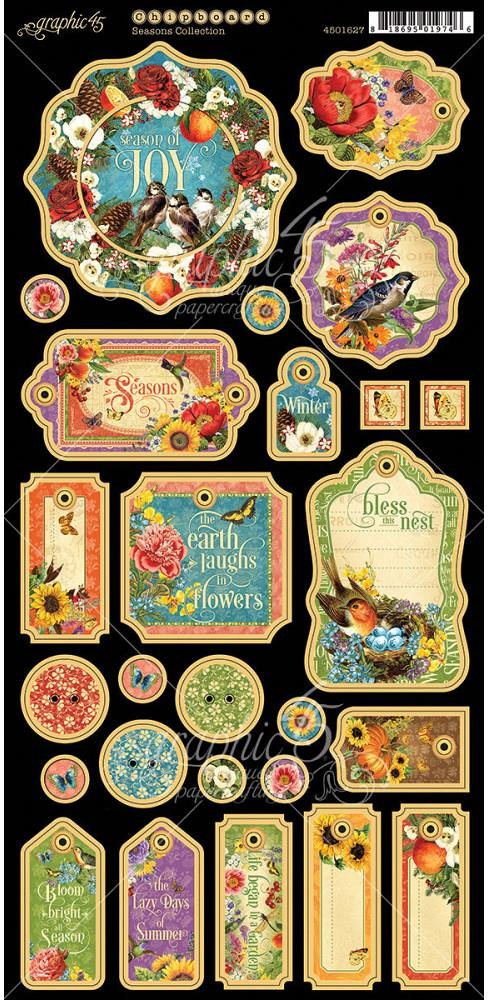 Graphic 45 - Seasons Chipboard Die-Cuts Graphic 45 - Seasons Chipboard Die-Cuts