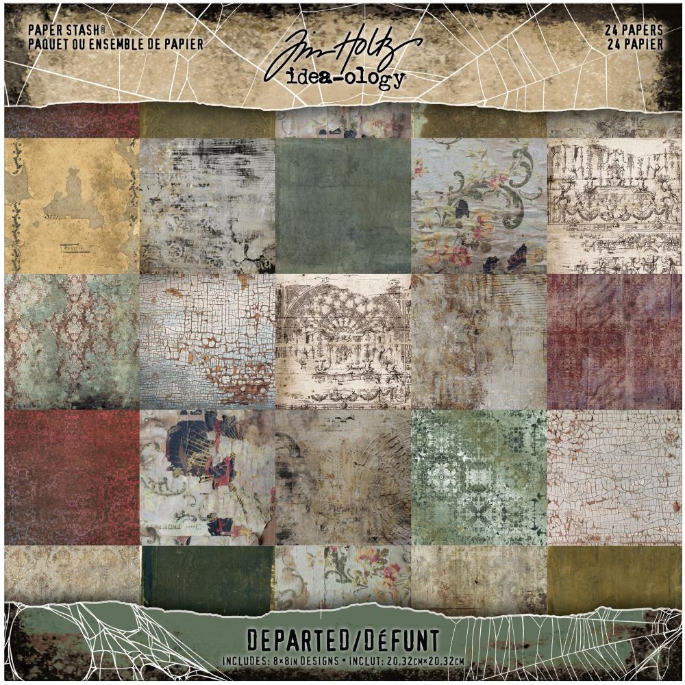 Tim Holtz Idea-Ology 8"x8" Paper Stash Cardstock Pad - Departed (24 sheets)