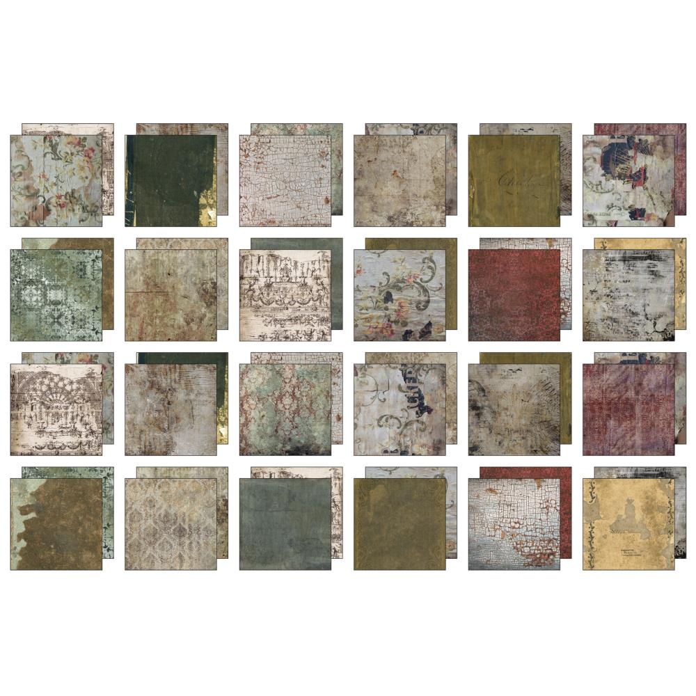 Tim Holtz Idea-Ology 8"x8" Paper Stash Cardstock Pad - Departed (24 sheets)