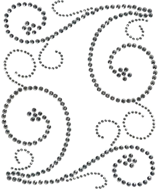 Want2Scrap Self-Adhesive Swirls Bling - Silver Rhinestones
